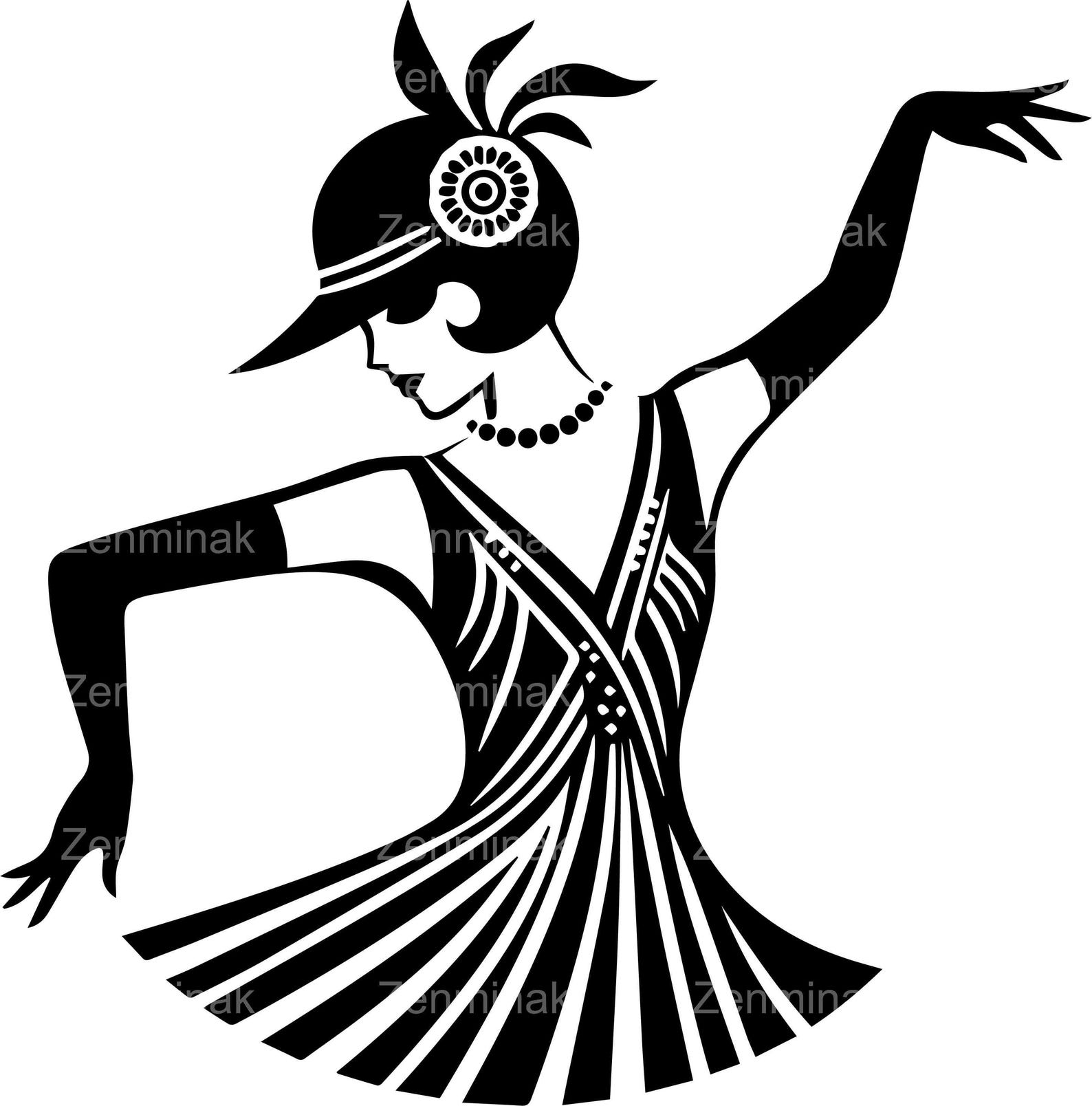 8 SVG Retro Dancer SVG Cut File – Flapper Woman in Fringe Dress With ...
