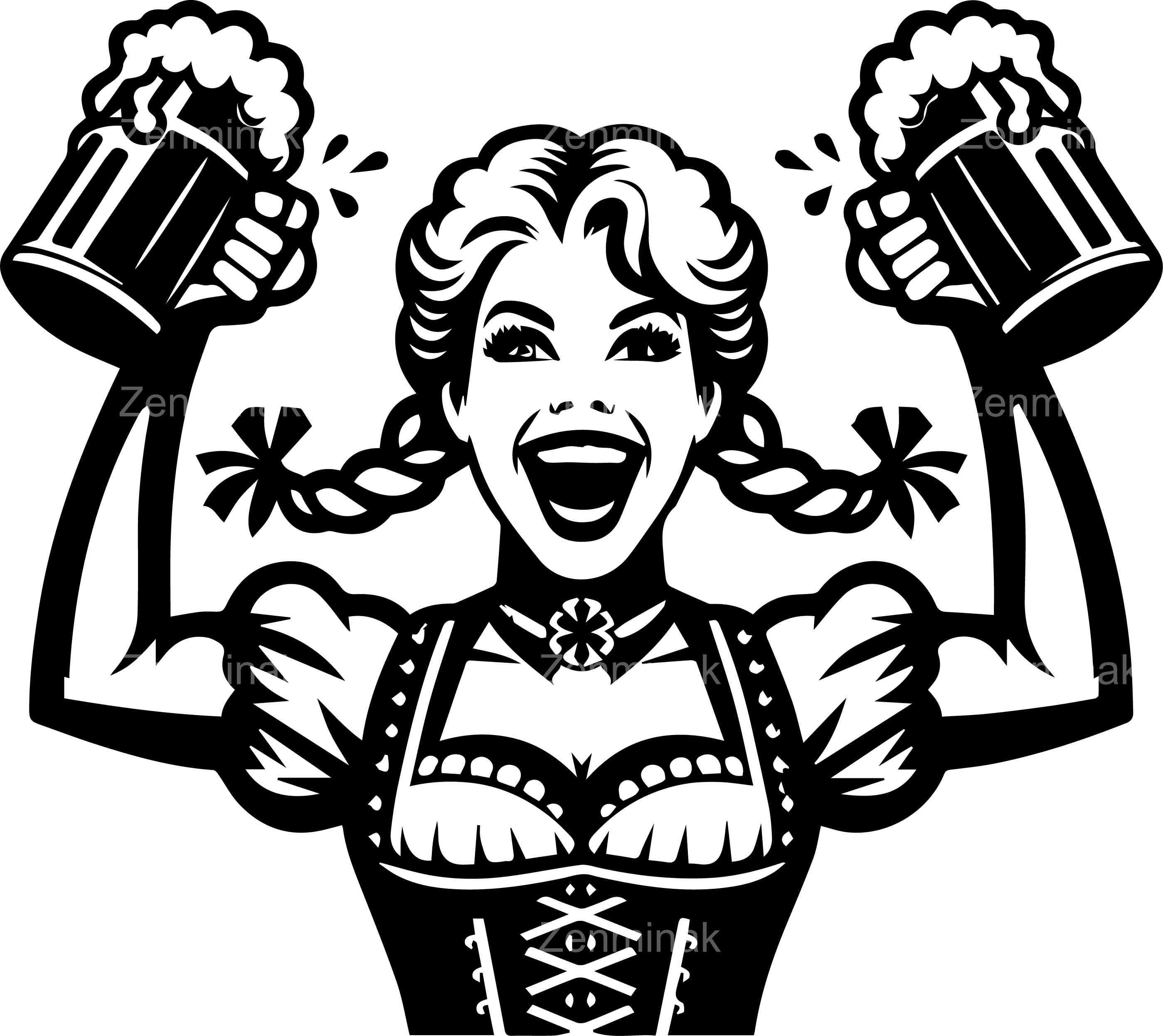 9 SVG Beer Girl SVG – Bavarian Barmaid Cut File – Traditional Dress ...