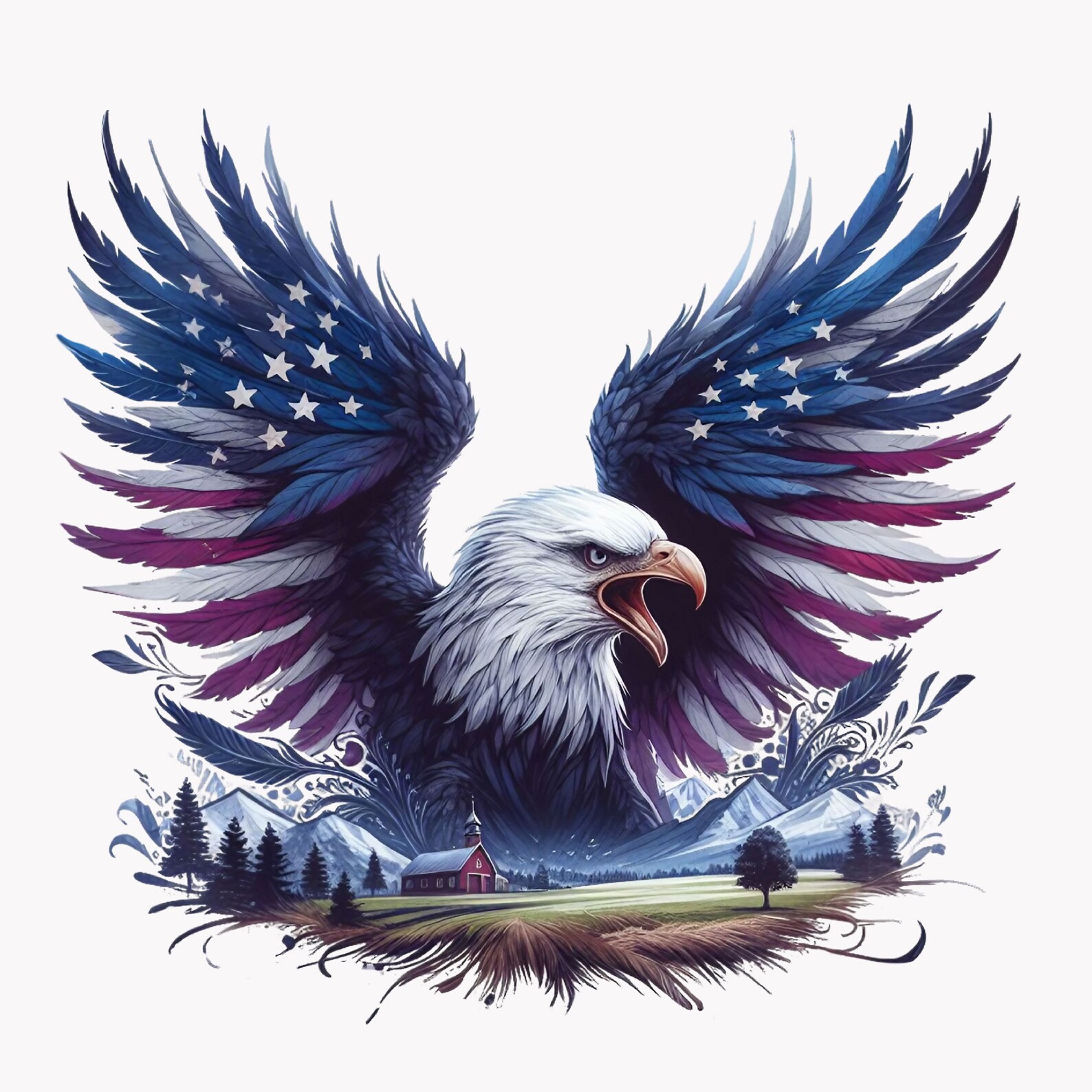Patriotic Eagle Clipart, American Flag PNG, Veterans Day, Freedom ...
