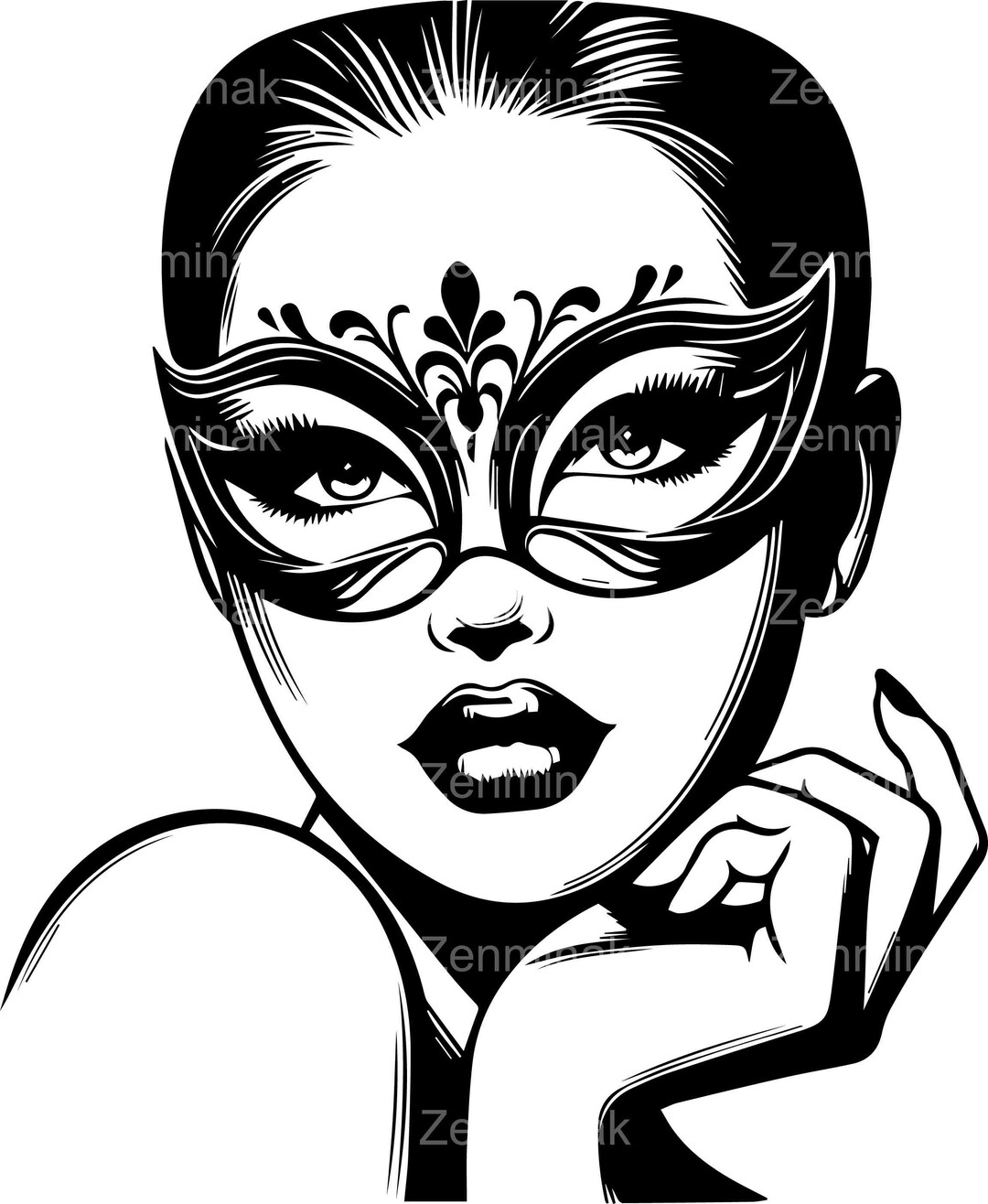 5 SVG Masquerade Woman SVG Cut File – Elegant Girl in Decorative Mask ...