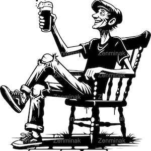 5 SVG Relaxed Drunk Man SVG, Funny Beer Drinker Cut File, Chill Party ...