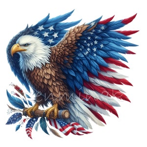 Patriotic Eagle Clipart, American Flag 12 PNG, Veterans Day, Freedom ...