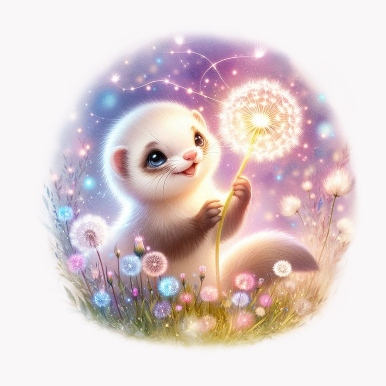 10 Magical Ferret PNG Clipart – Cute Fantasy Ferret Holding Glowing ...