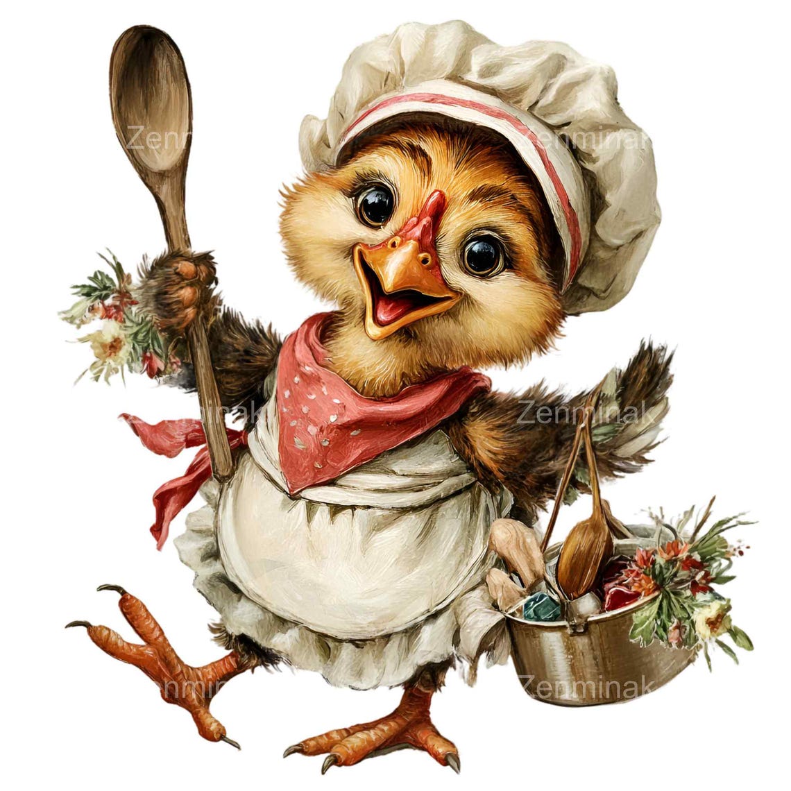 15 PNG Chicken Chef Clipart, Cooking Hen Farmhouse Kitchen Graphics - Etsy