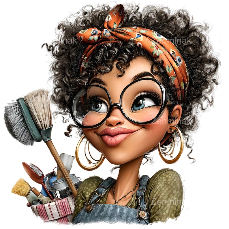 15 PNG Funny Cleaning Lady Clipart – Cartoon Woman With Glasses and ...