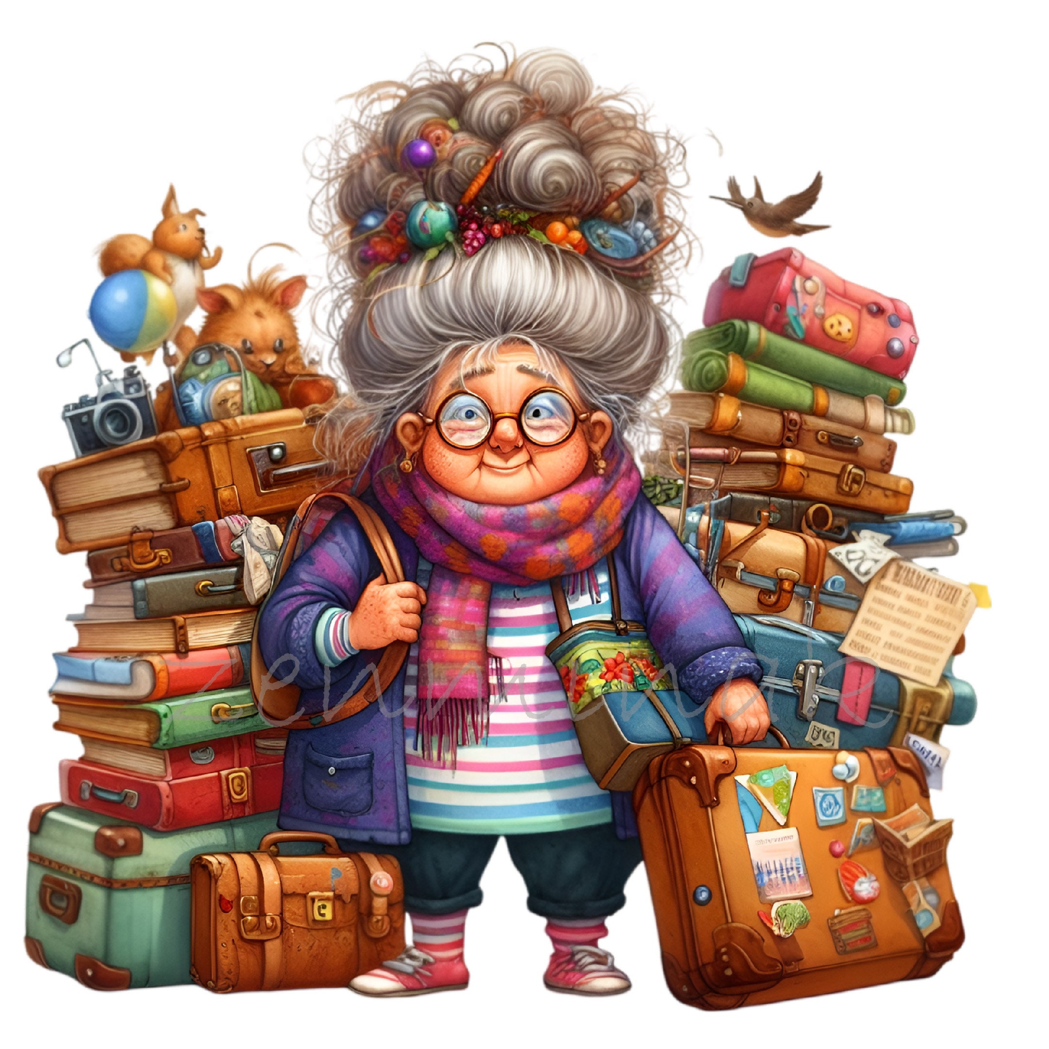 12 PNG Traveling Grandma Clipart, Senior Retirement, Old Lady Travel ...