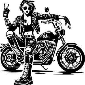 4 SVG Lady Biker SVG Cut File for Cricut - Motorcycle Enthusiast Vector ...