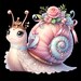 Princess Snail Clipart 14 PNG Adorable Cartoon Snail With Crown and ...