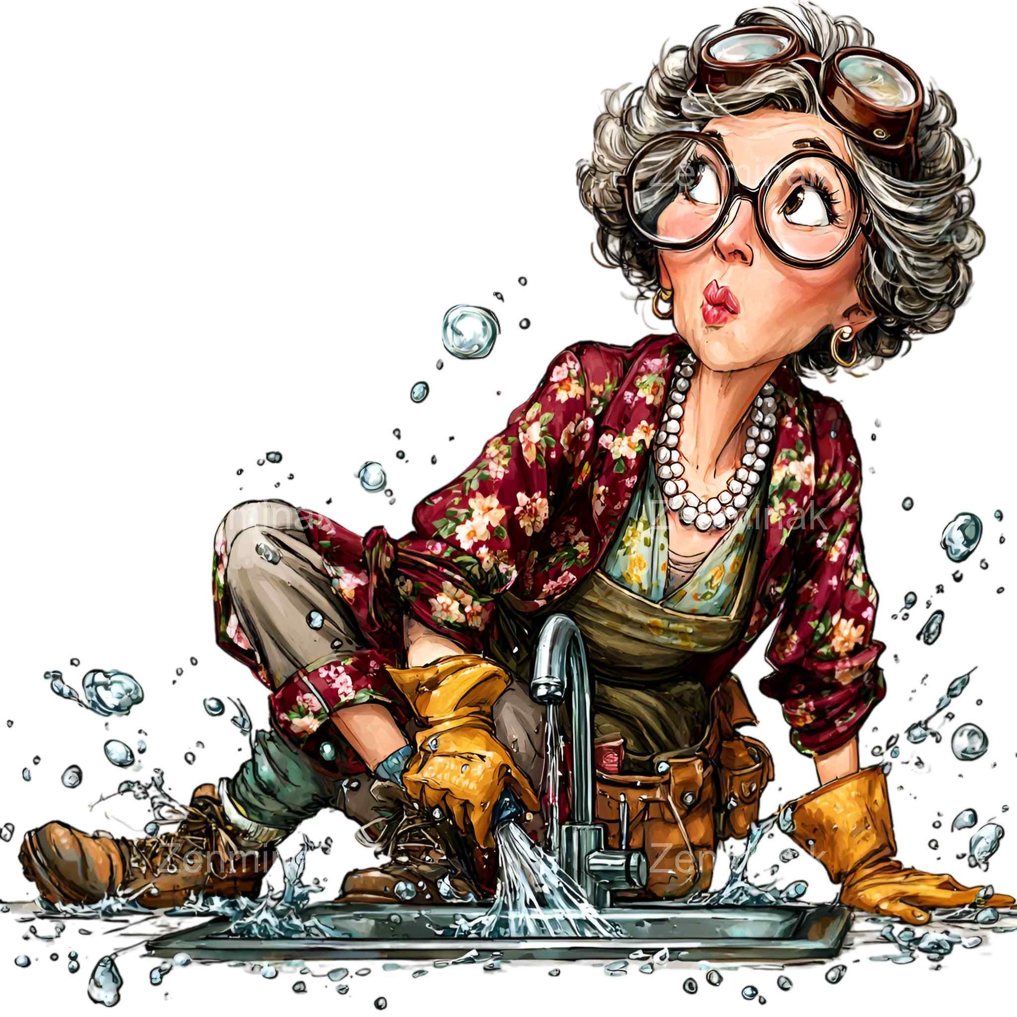 15 PNG Grandma Plumber Clipart, Repair Lady Sink Humor DIY Mechanic - Etsy