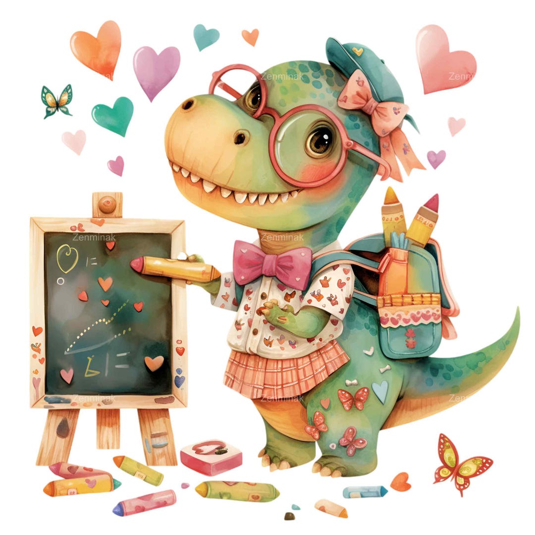 17 PNG Cute School Dino – Back to School PNG – Fun Dinosaur With ...