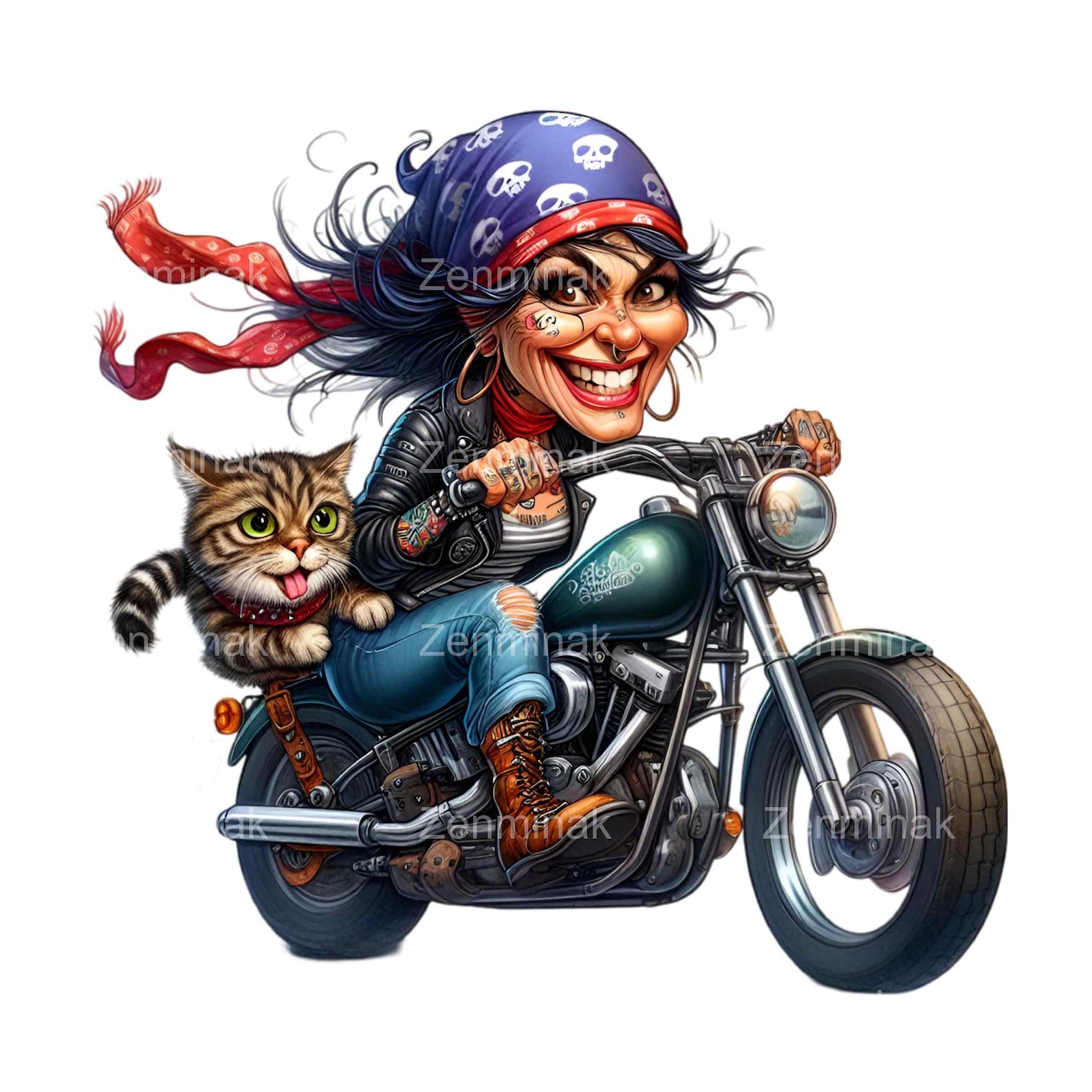 Cool Biker Lady PNG, 12 Fun Motorcycle Grandma Clipart, Quirky Cartoon ...