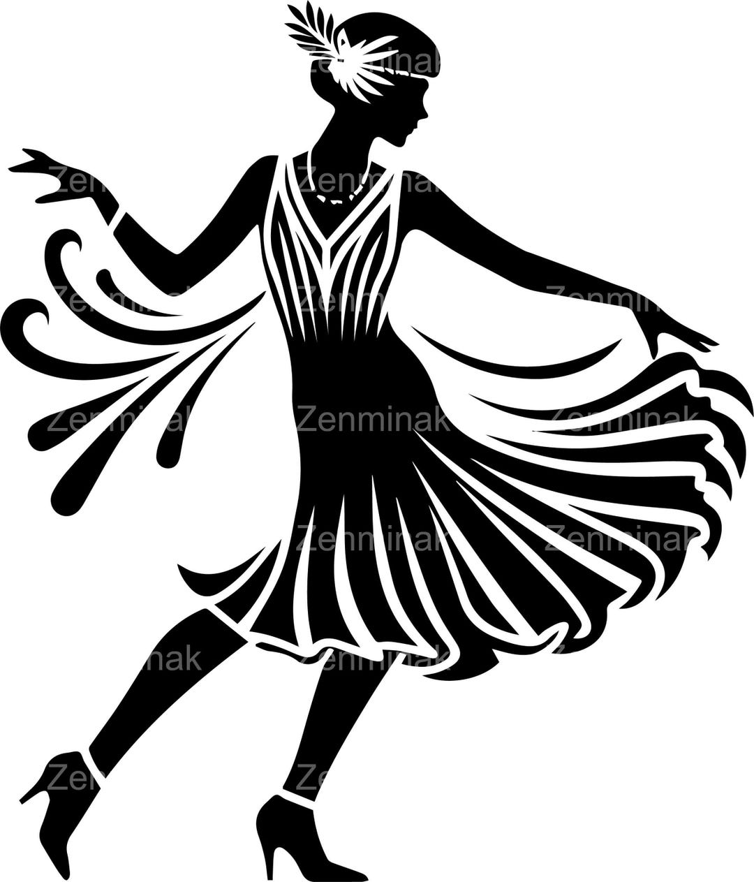 8 SVG Retro Dancer SVG Cut File – Flapper Woman in Fringe Dress With ...