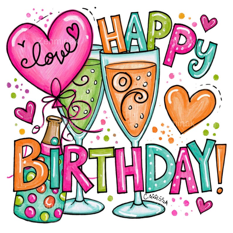 15 PNG Birthday Champagne Bottle, Wine Glass Party Banner Art - Etsy UK