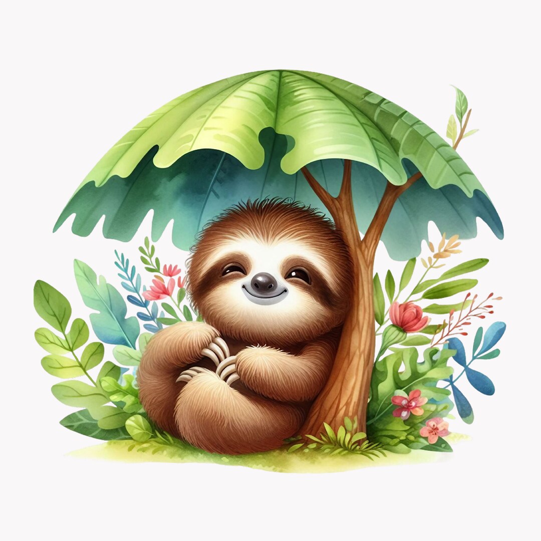 Sloth Clipart, Baby Sloth PNG, 10 PNG, Sloth Clip Art, Nursery Decor ...