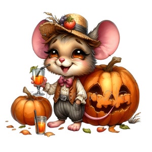 Cute Halloween Mouse 15 PNG Clipart Adorable Mouse in Witch Hat With ...