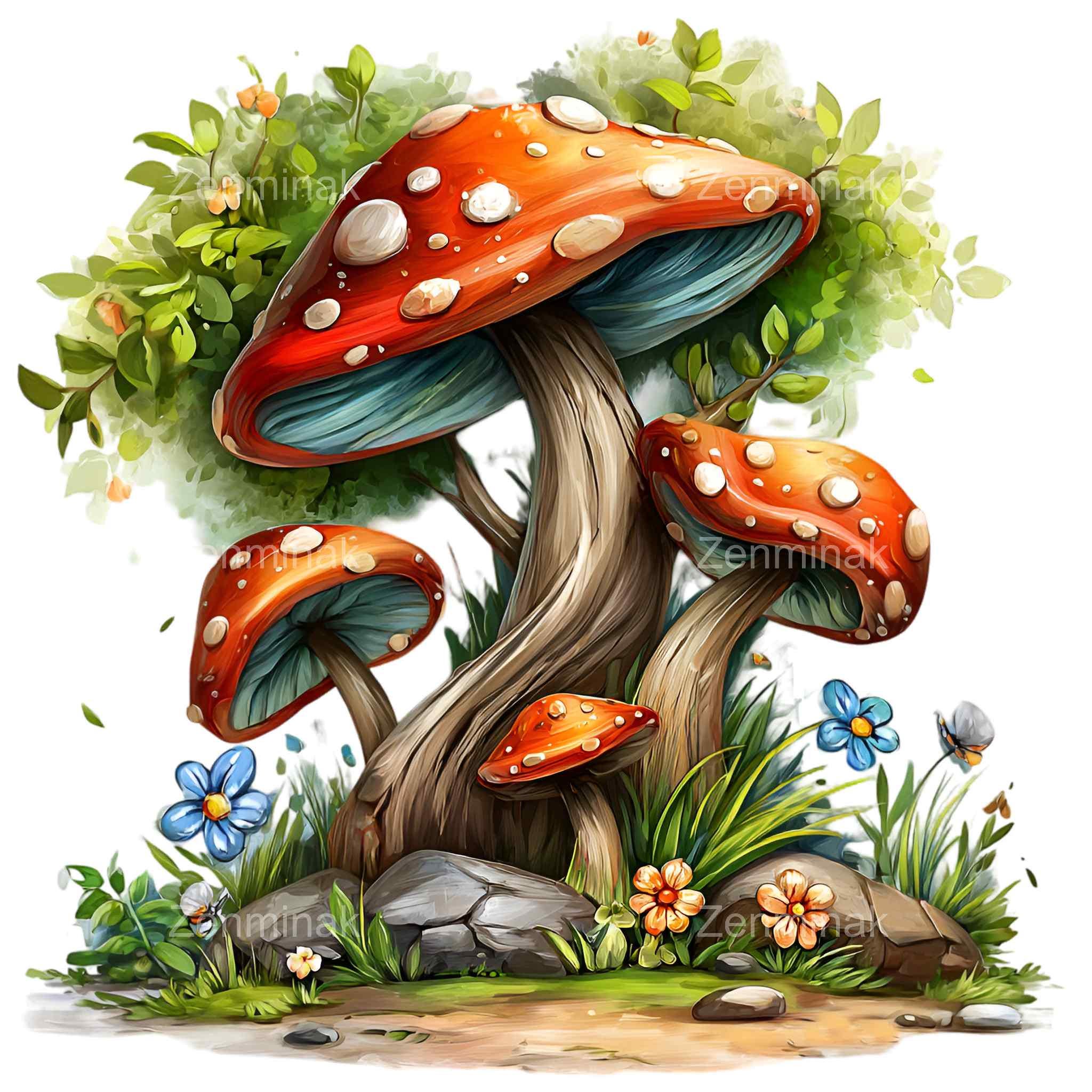 15 PNG Mushroom House Clipart, Fairy Garden Watercolor Gnome Home ...