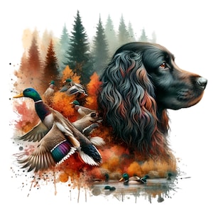 15 PNG Hunting Dog Autumn PNG – Setter With Ducks and Forest ...