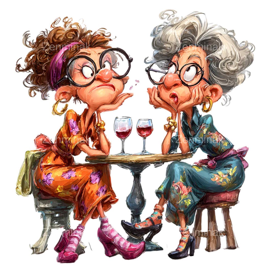 15 PNG Funny Seniors Wine – Quirky Grandma Friends PNG Clipart ...