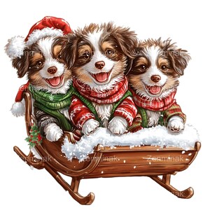 Christmas Puppies PNG Clipart 10 Cute Festive Puppies in Santa Hat and ...