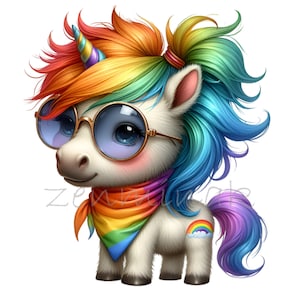 15 PNG Rainbow Unicorn Clipart – Cute Unicorn PNG With Glasses ...