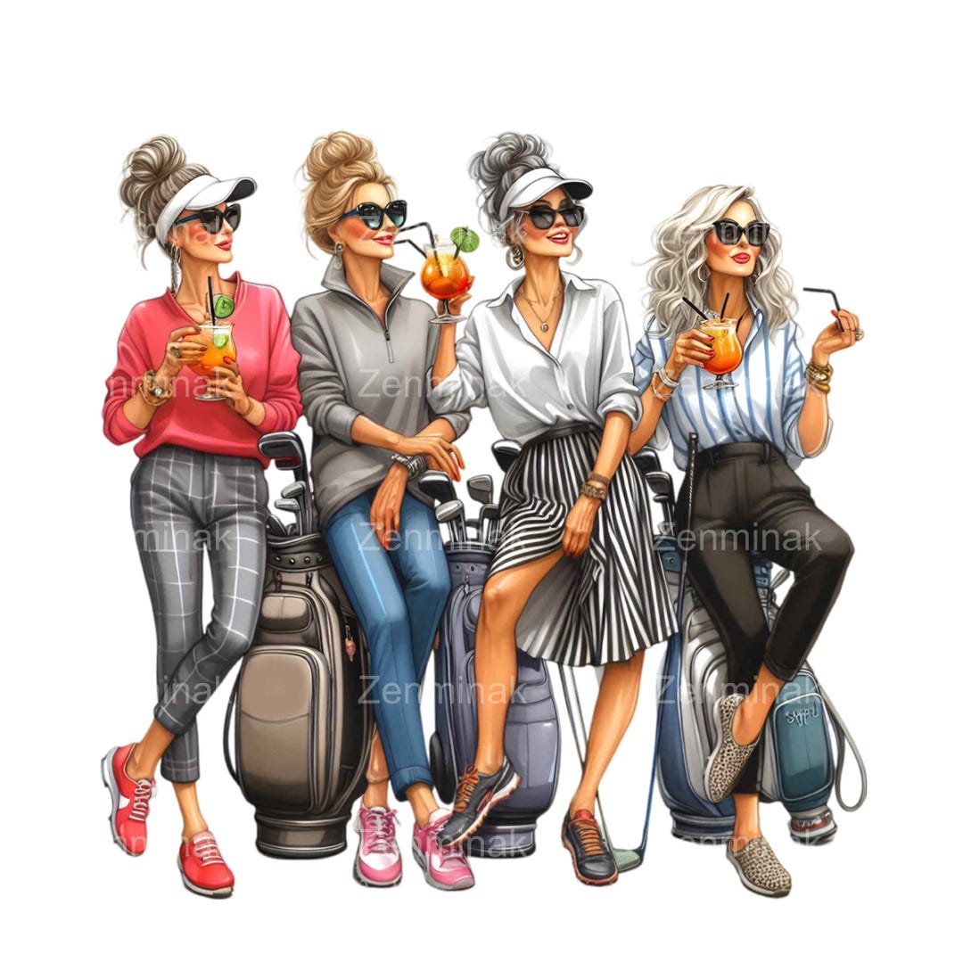 15 Golf Women PNG, Stylish Senior Ladies Golfing Clipart, Trendy ...