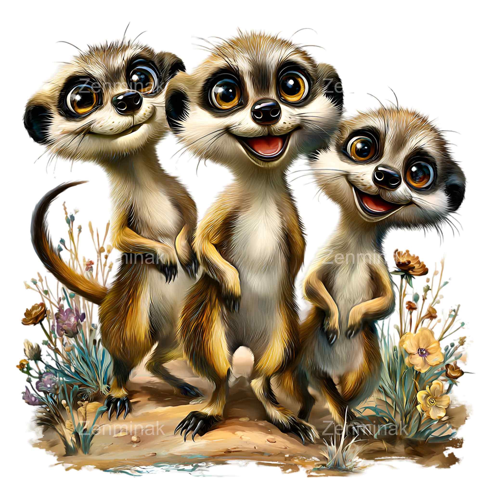 15 PNG Meerkat Family Clipart, Three Funny Suricate Trio Graphic - Etsy