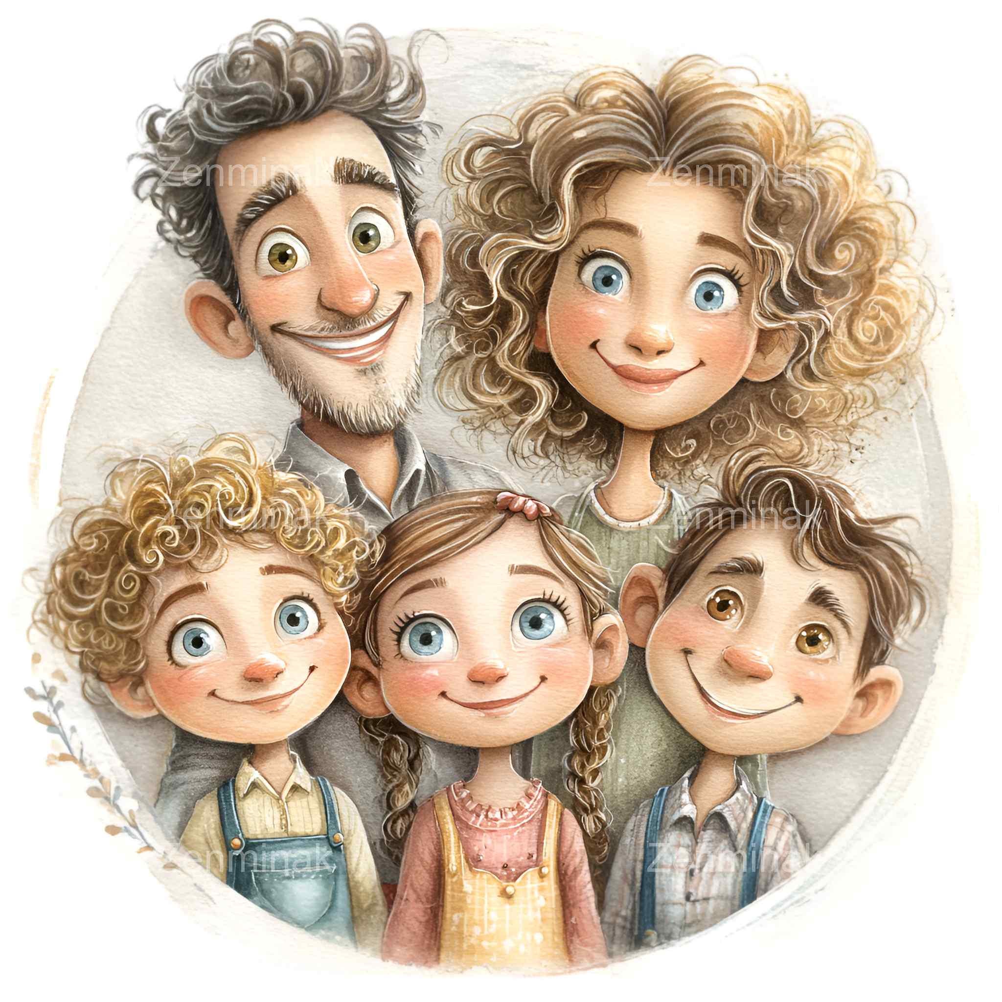 15 PNG Family Portrait Clipart – Cute Cartoon PNG – Digital Download ...