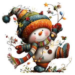 16 PNG Christmas Snowman Clipart – Cute Winter With Lights for Holiday ...
