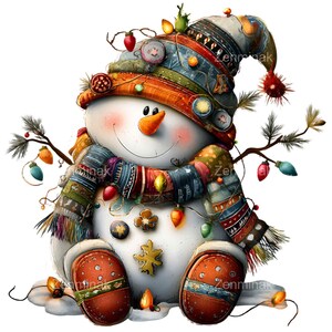 16 PNG Christmas Snowman Clipart – Cute Winter With Lights for Holiday ...