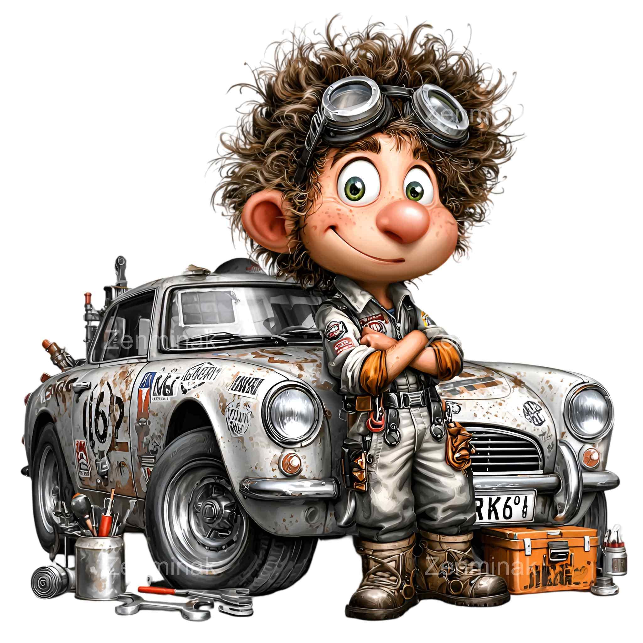 16 PNG Red-haired Mechanic Boy – Funny Cartoon Car Repair Clipart for ...