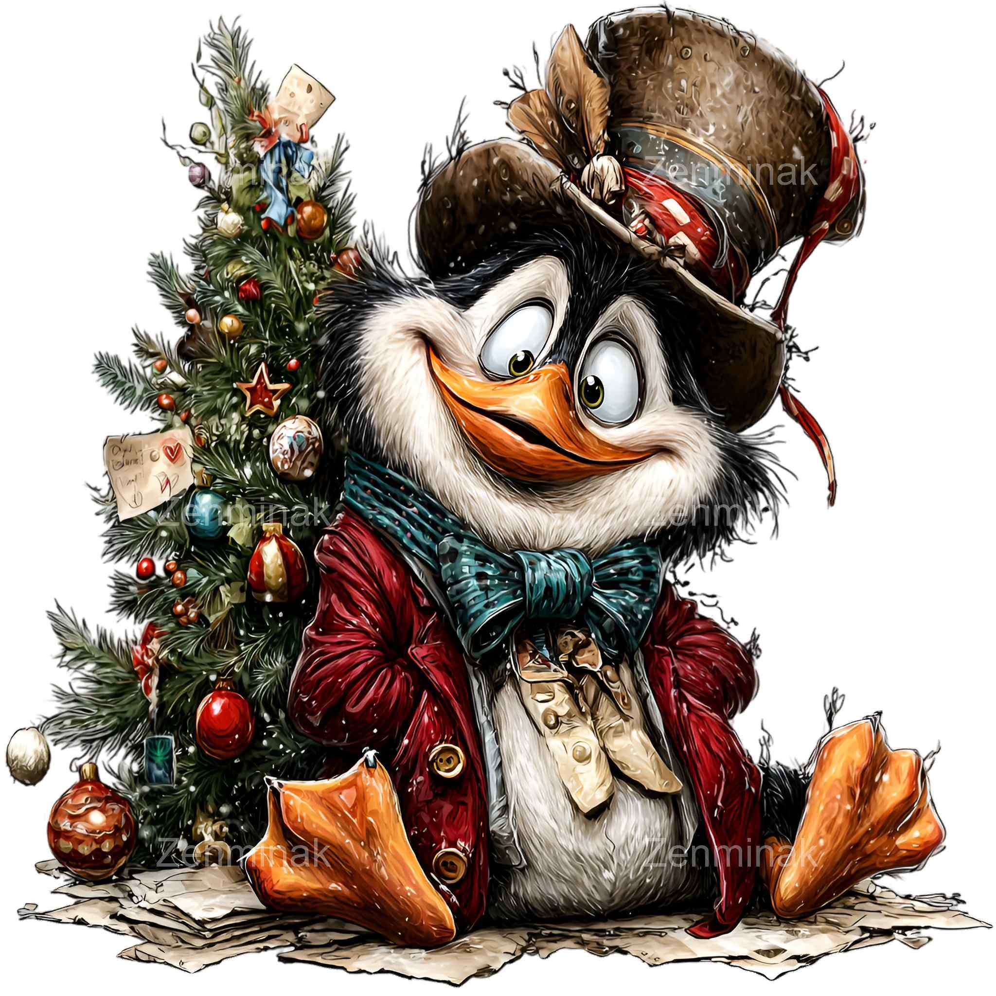 16 PNG Christmas Penguin Clipart – Victorian Animal PNG for Cards ...