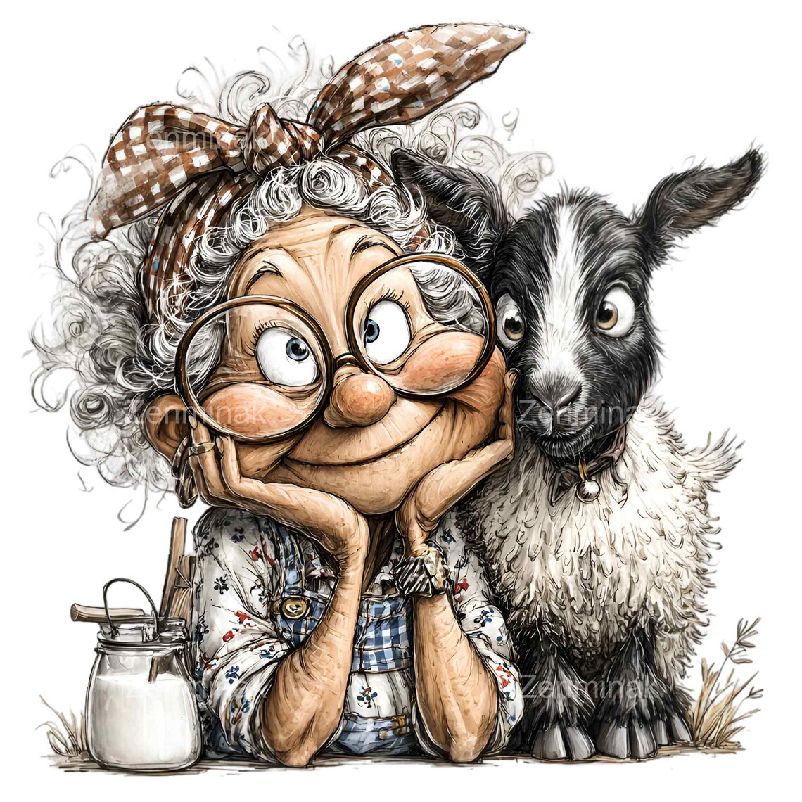 11 PNG Farm Goat Clipart – Funny Old Lady With Dairy Goat PNG for ...