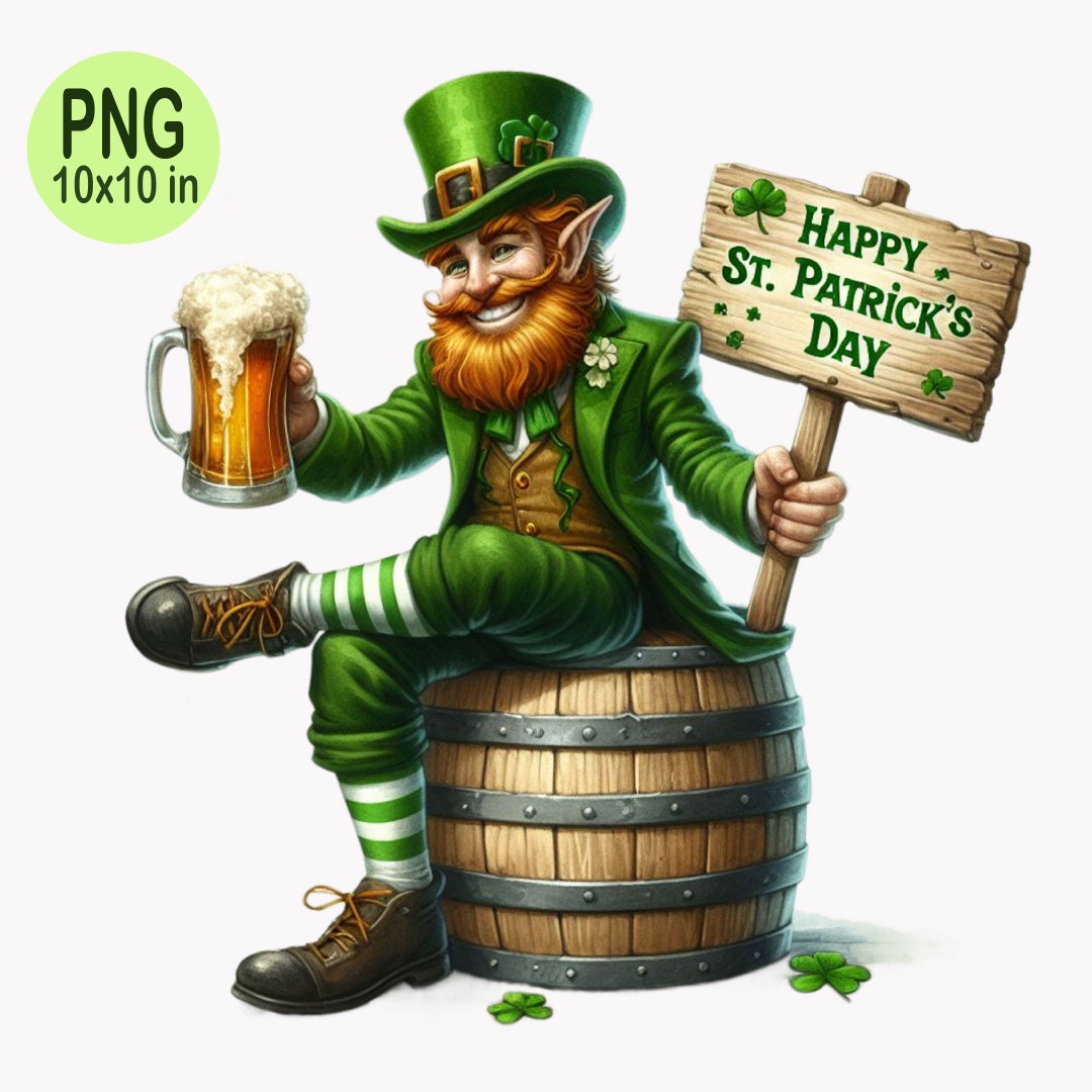 St. Patricks Day Leprechaun PNG Clipart, 10 Happy Leprechaun With Beer ...