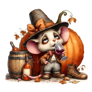 Cute Halloween Mouse 15 PNG Clipart Adorable Mouse in Witch Hat With ...