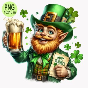 Leprechaun Clipart, St. Patricks Day Clipart Illustration, Clover ...