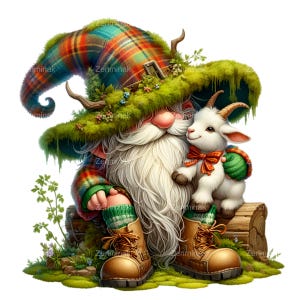 Gnome With Baby Goat PNG, 15 Woodland Gnome Illustration, Cute Farm ...