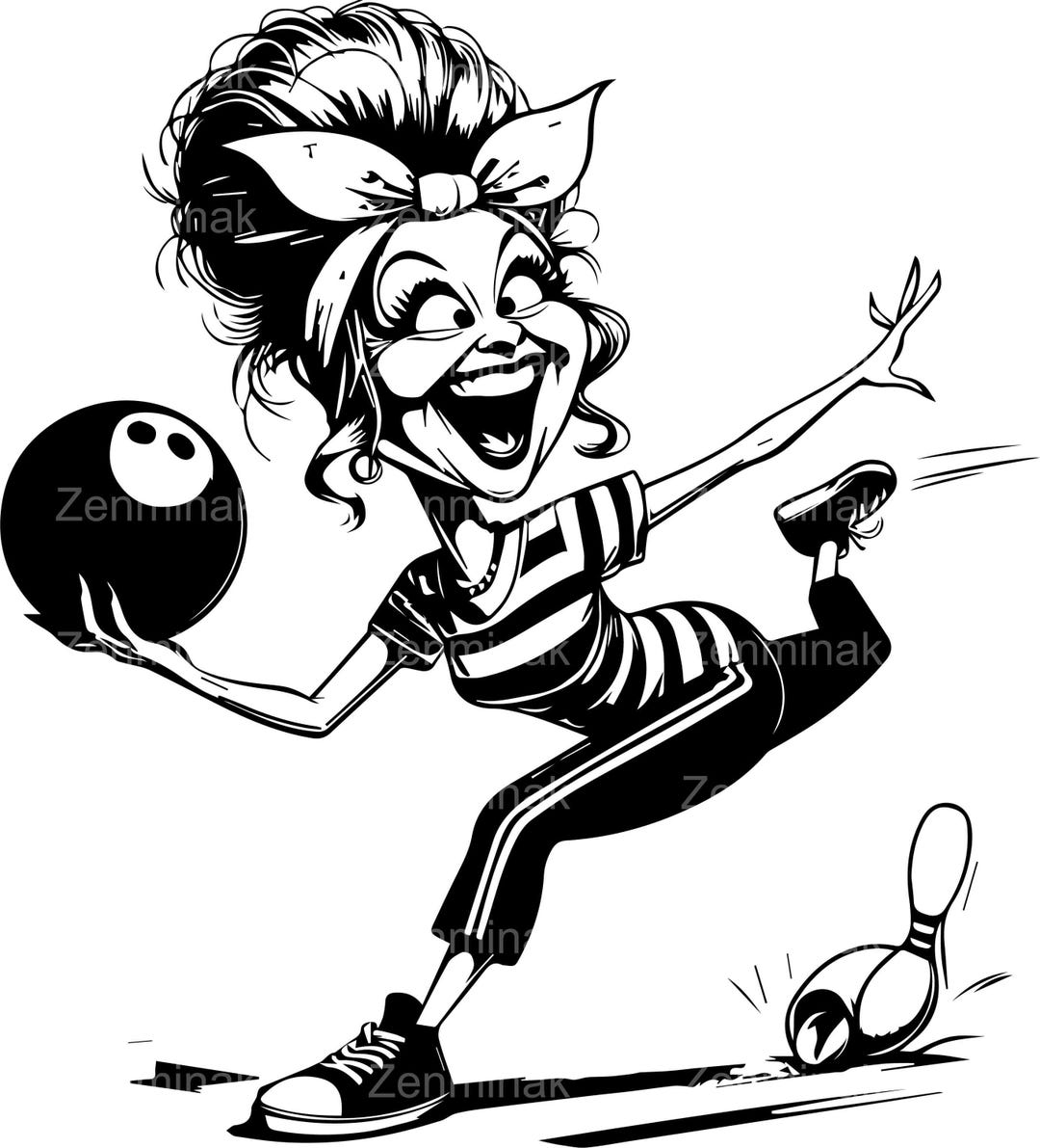 8 SVG Funny Retro Bowling Lady SVG Cut File, Cool Grandma Cartoon ...