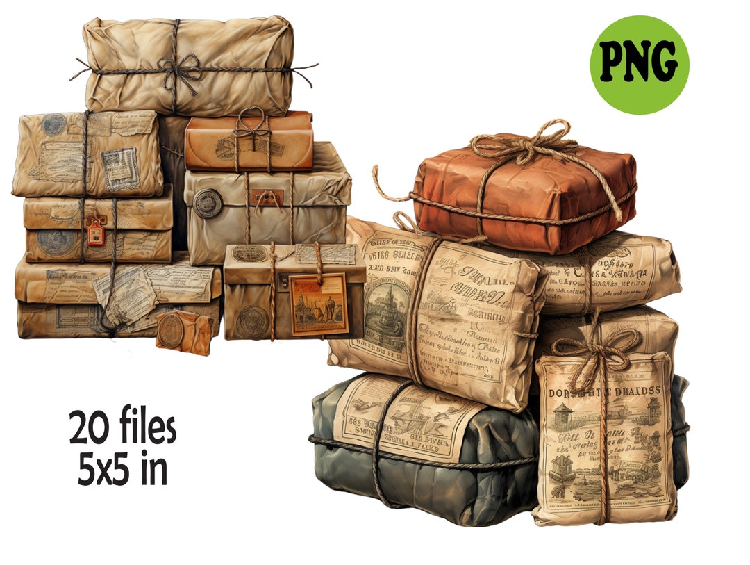 Vintage Mail Packages Clipart PNG Parcels Clipart Sublimation - Etsy
