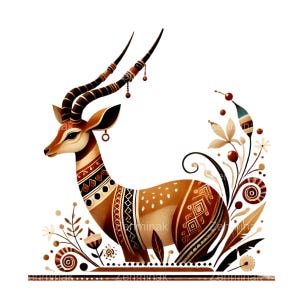 15 Tribal Antelope PNG Clip Art, African Animal Illustration, Ethnic ...