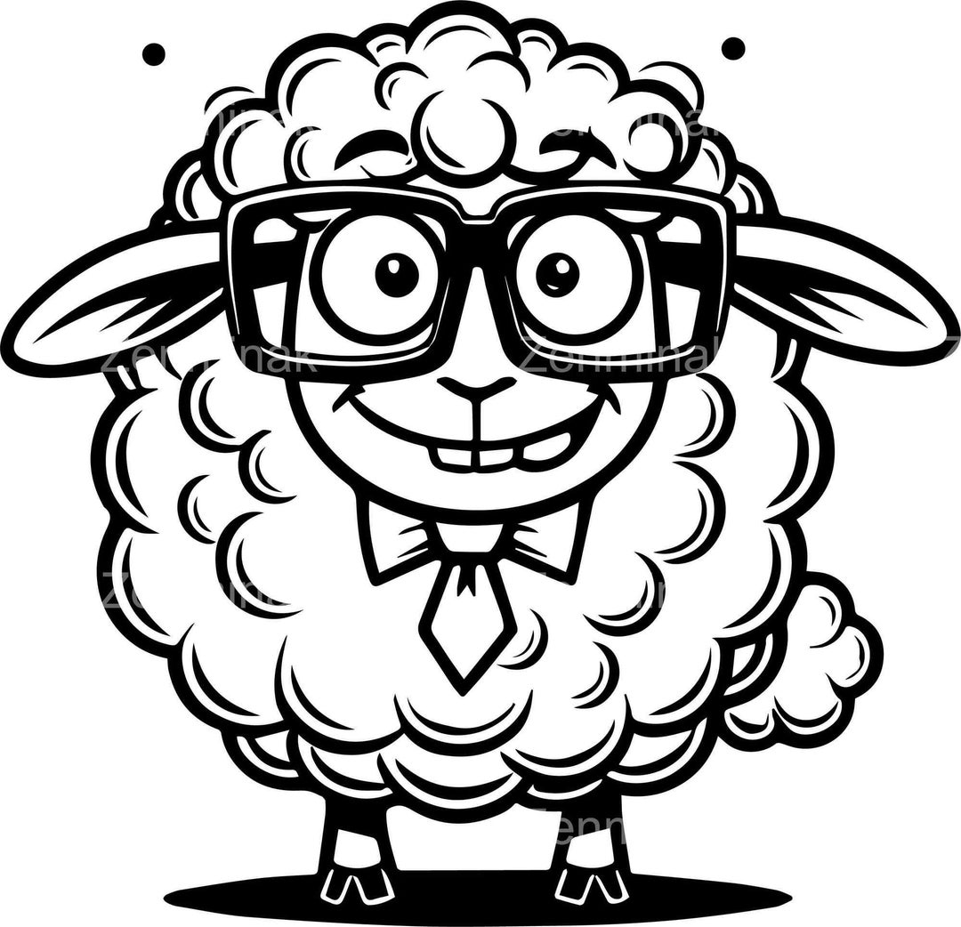 6 SVG Funny Sheep SVG Cut File – Cartoon Nerdy Lamb With Glasses, Bow ...