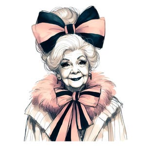 Vintage Granny With Striped Bow and Bats Illustration PNG, 10 Gothic ...