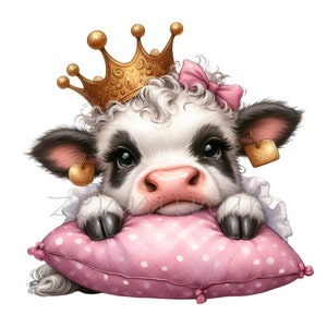 14 PNG Princess Cow Clipart – Cute Calf PNG – Baby Farm Animal With ...
