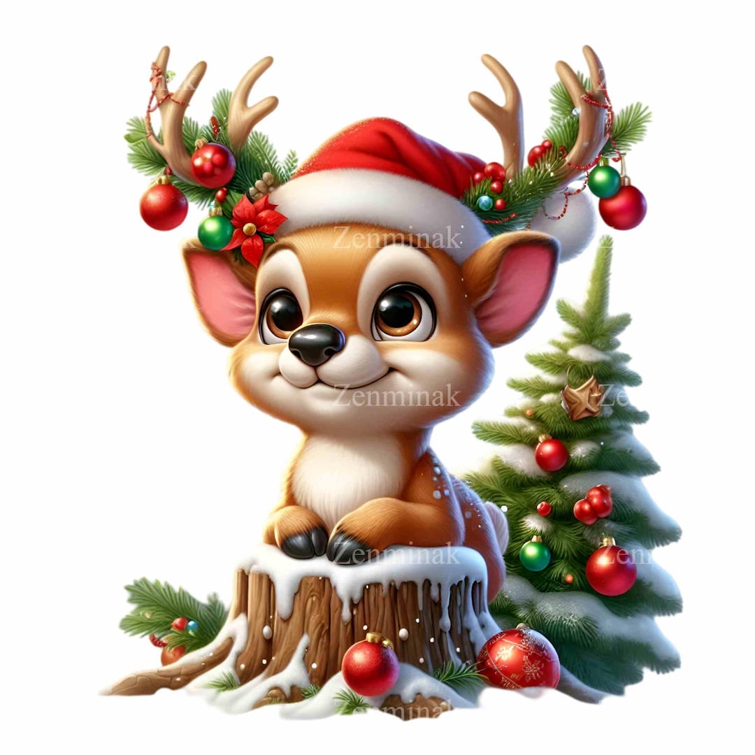 Cute Christmas Reindeer With Santa Hat PNG - 15 Fun Holiday Clipart for ...