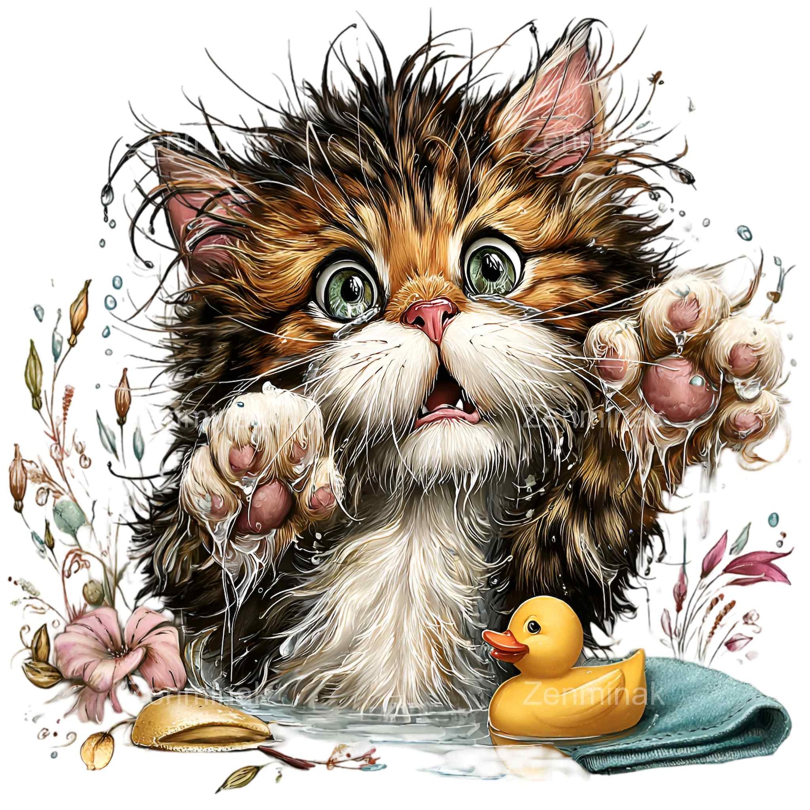 10 PNG Funny Kitten Bath, Messy Hair Cat Clipart - Etsy