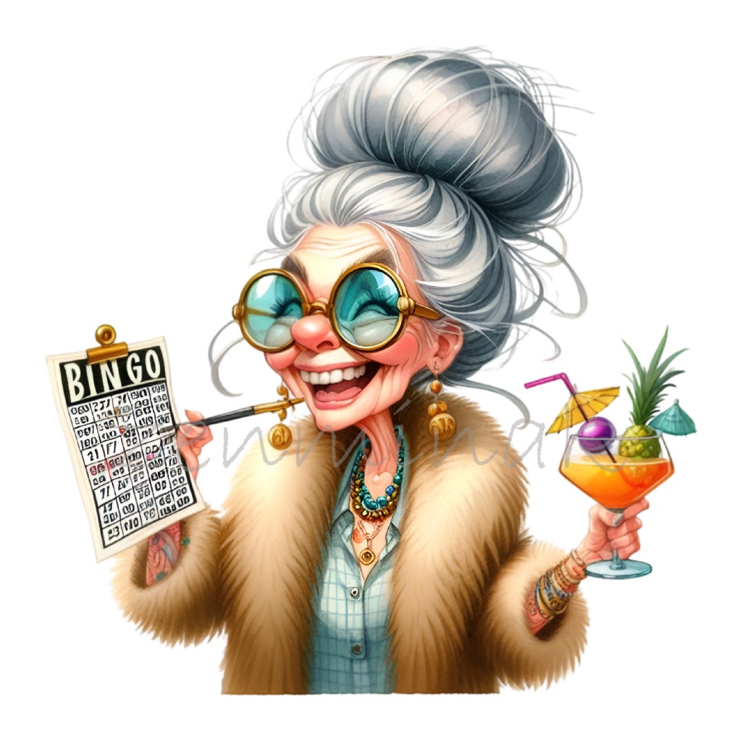 Cheerful Senior Lady Playing Bingo Illustration | 18 Fun Clipart ...