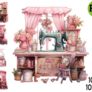 Pink Tailoring Clipart Illustration PNG Watercolor Vintage - Etsy