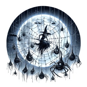 15 PNG Witch in Spider Web PNG – Spooky Halloween Clipart With Full ...