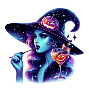 14 PNG Disco Witch Halloween Party Clipart, Galaxy Hat Sublimation - Etsy
