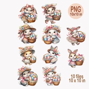Bunny Clipart, Easter Eggs PNG, Rabbit Clipart, Spring Clipart, Nursery ...
