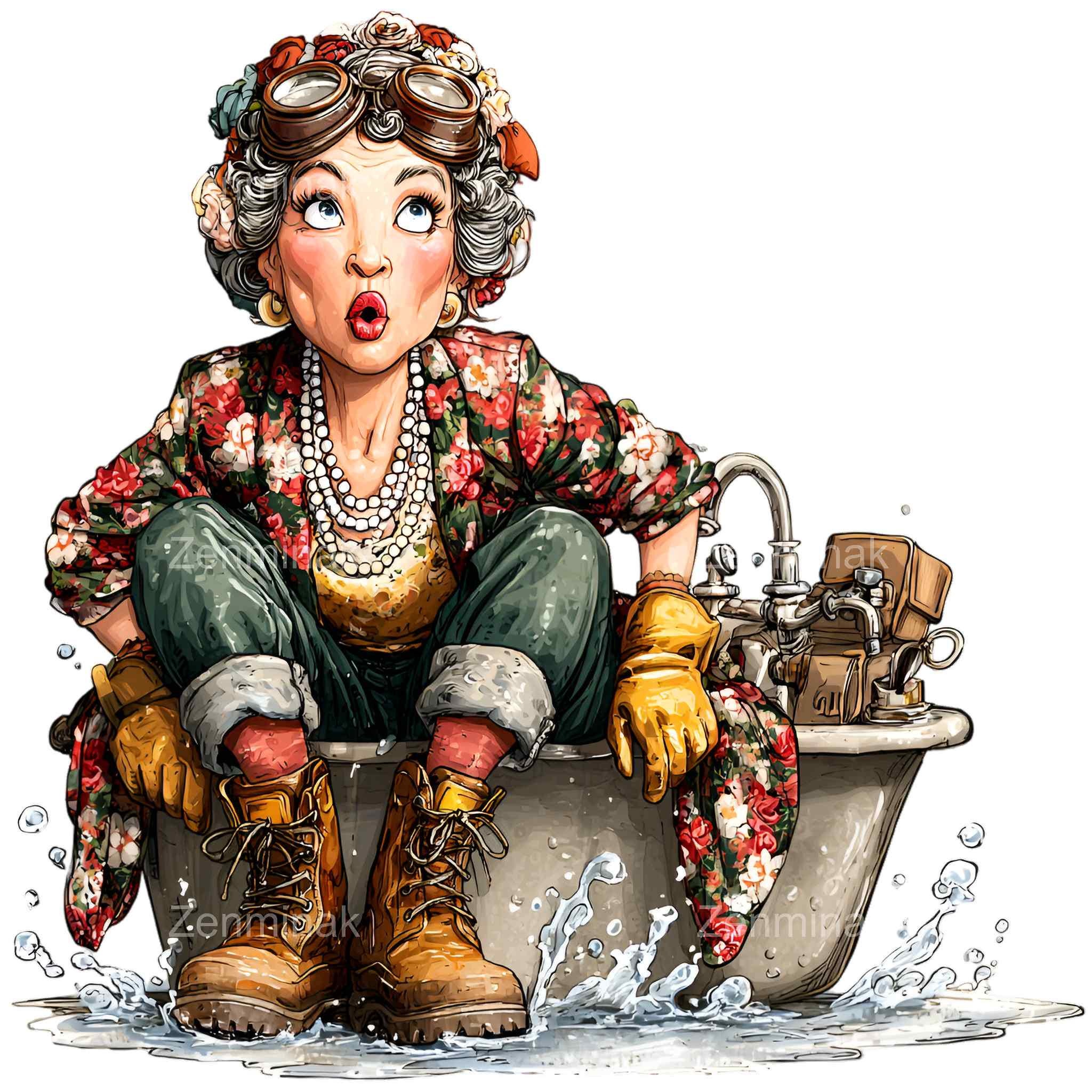 15 PNG Grandma Plumber Clipart, Repair Lady Sink Humor DIY Mechanic - Etsy